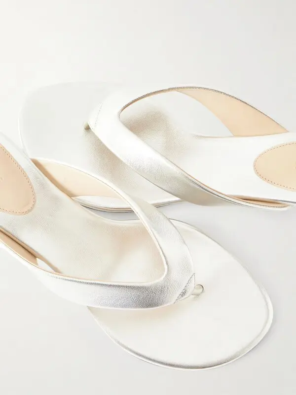 Le Monde Beryl Metallic Leather Wedge Sandals - Silver