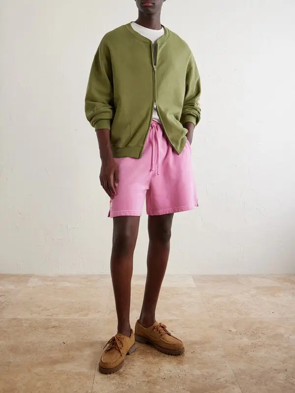 CHERRY LOS ANGELES Embroidered Cotton-jersey Zip-up Sweatshirt