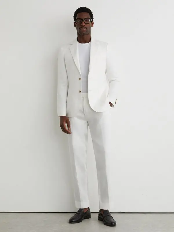 REISS Atlantic Tailored Tailored Fit Linen-twill Classic-fit Suit Trousers