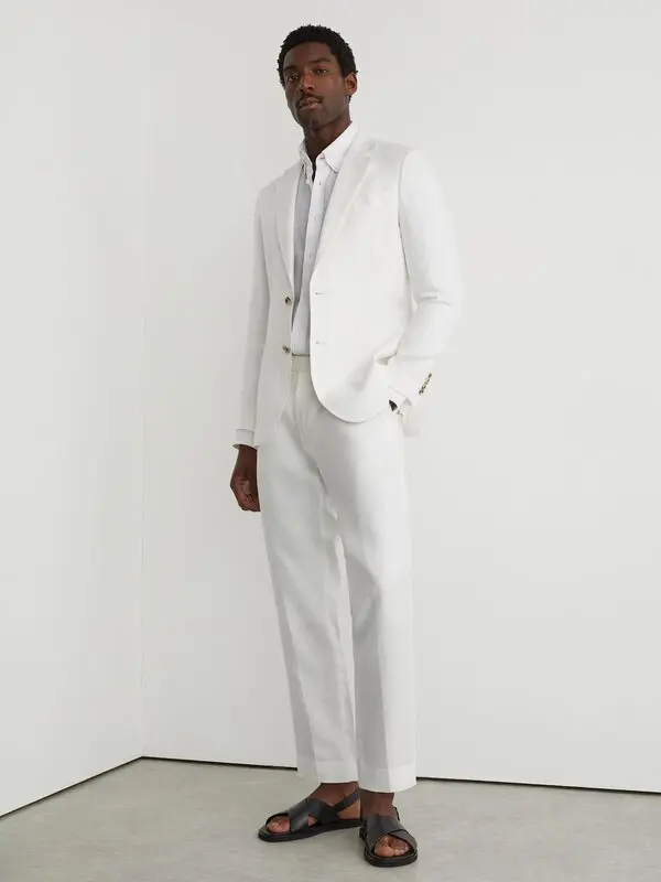 REISS Atlantic Tailored Tailored Fit Linen-twill Classic-fit Suit Trousers