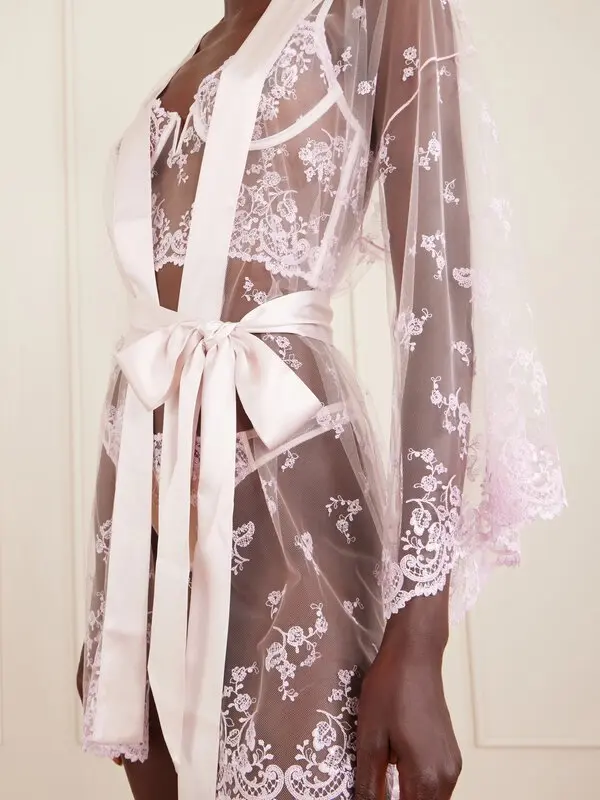 Kiki De Montparnasse Juliette Laced Silk Robe