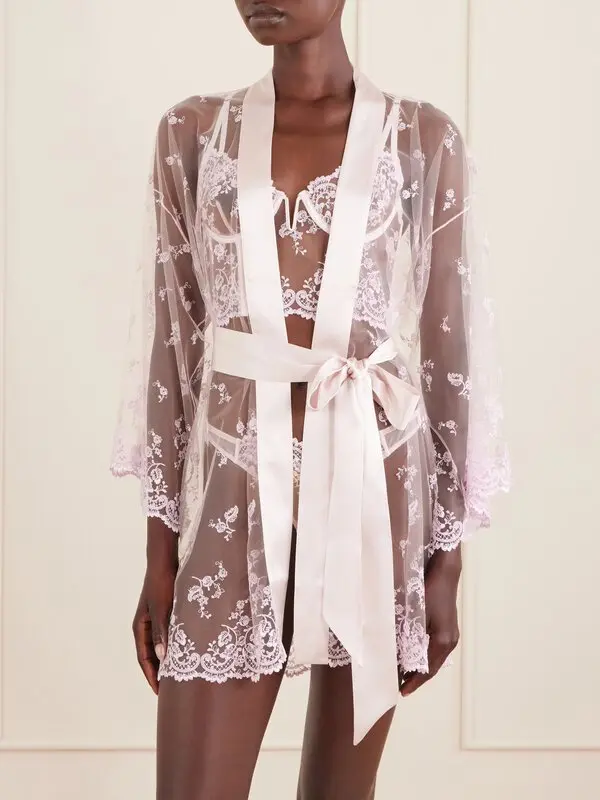 Kiki De Montparnasse Juliette Laced Silk Robe