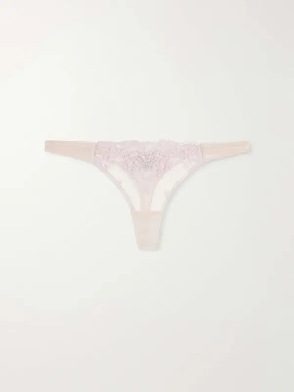 Kiki De Montparnasse Juliette Lace-trimmed Mesh Thong