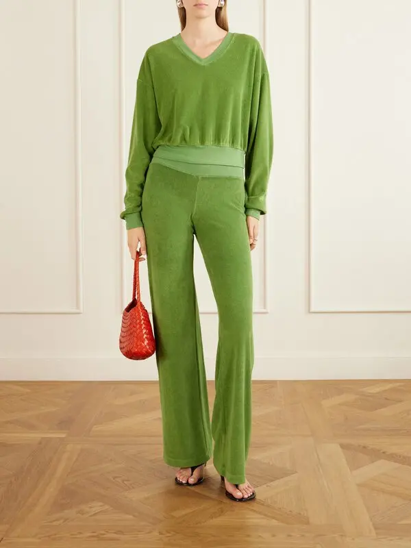 Eterne Cotton-blend Wide-leg Terry Cloth Lounge Pants