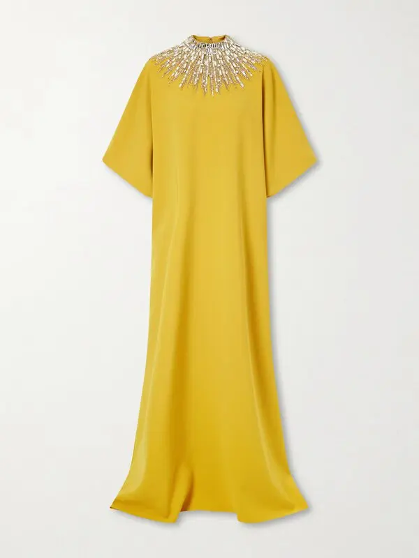 Jenny Packham Dessert Blossom Crystal-embellished Crepe Gown