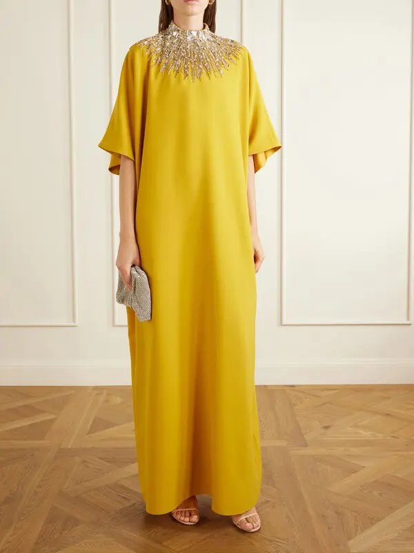 Jenny Packham Dessert Blossom Crystal-embellished Crepe Gown