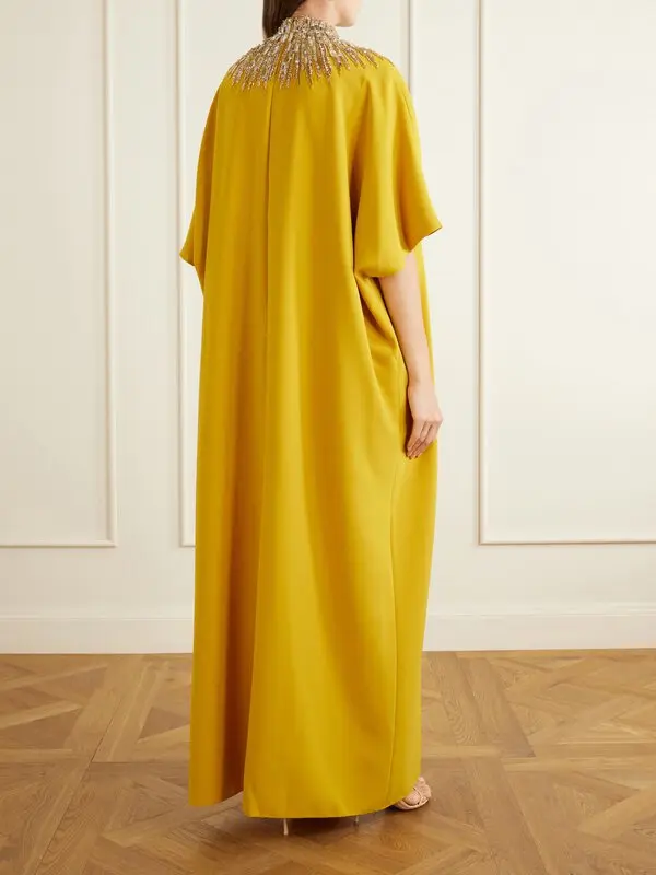 Jenny Packham Dessert Blossom Crystal-embellished Crepe Gown