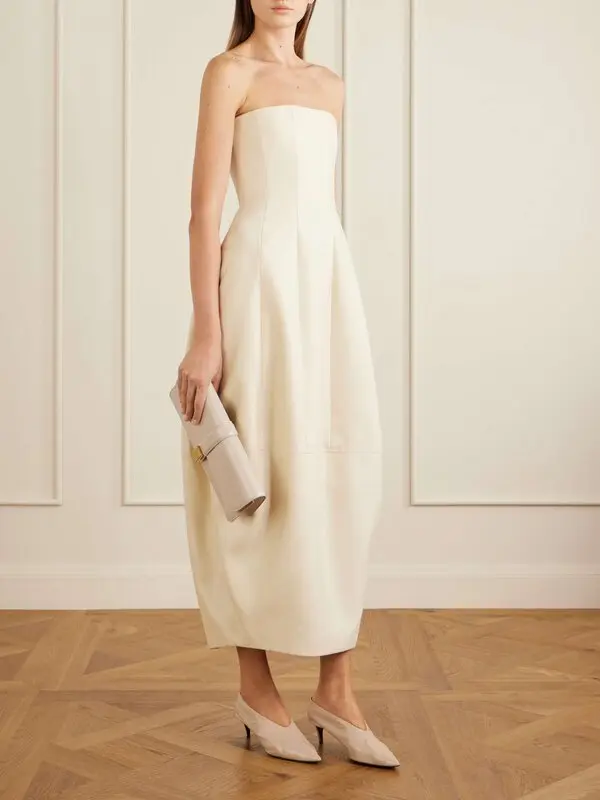 Khaite Stela Wool And Silk-blend Midi Dress