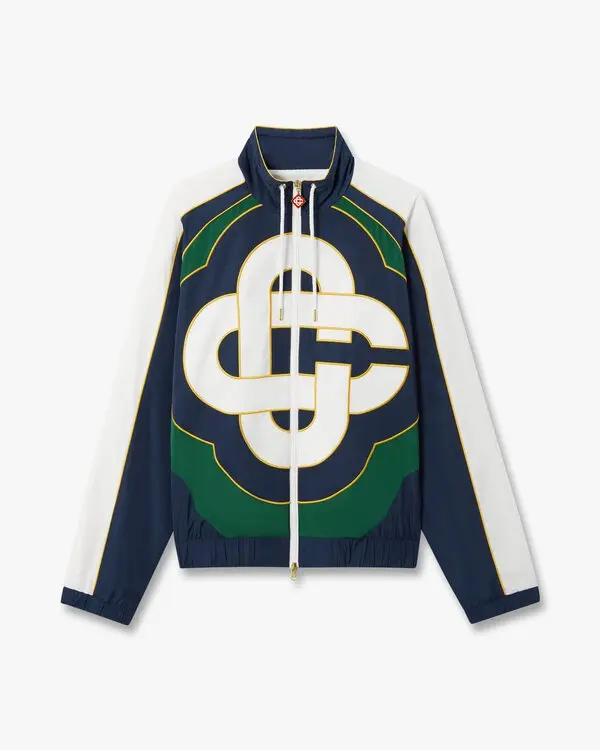Casablanca Green & Navy Check Applique Windbreaker Jacket