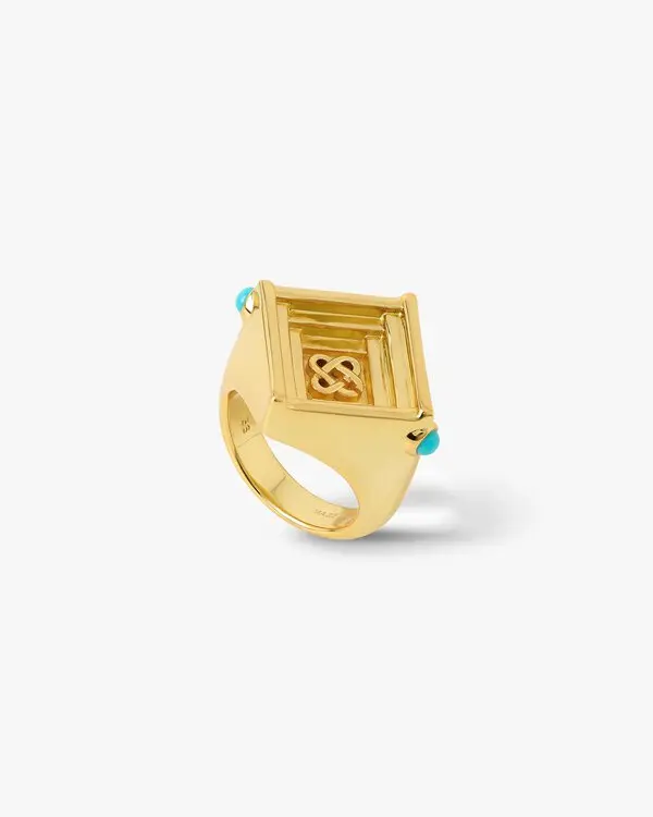 Casablanca Gold-plated Brass And Turquoise Signet Ring - Multicolor