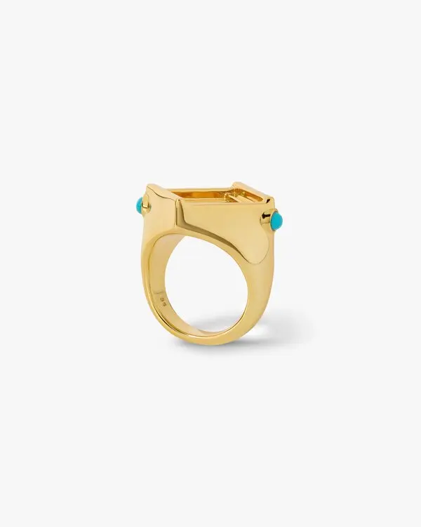 Casablanca Gold-plated Brass And Turquoise Signet Ring