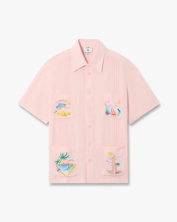 Casablanca Phantasmagoria Embroidered Short Sleeve Shirt - Pink
