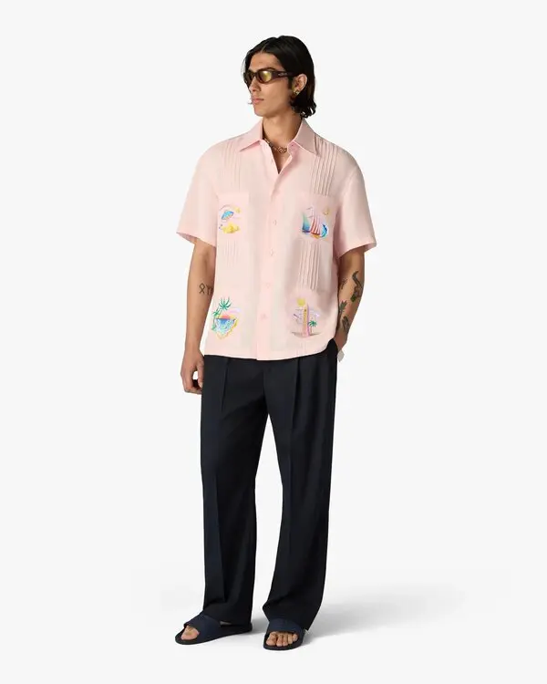 Casablanca Phantasmagoria Embroidered Short Sleeve Shirt - Pink