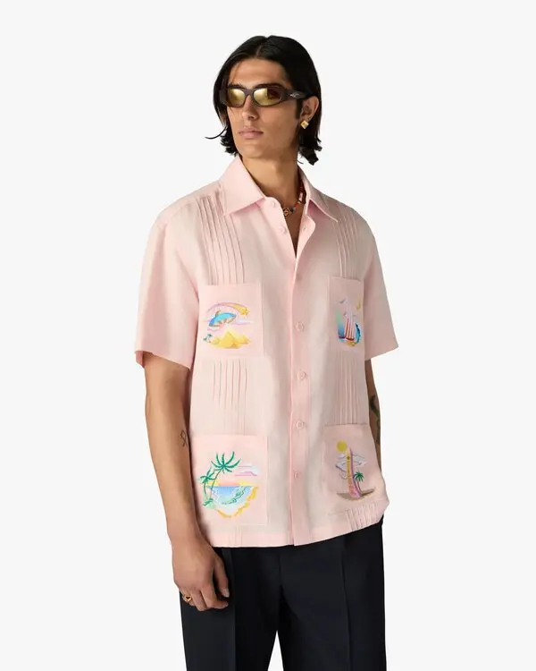 Casablanca Phantasmagoria Embroidered Short Sleeve Shirt - Pink