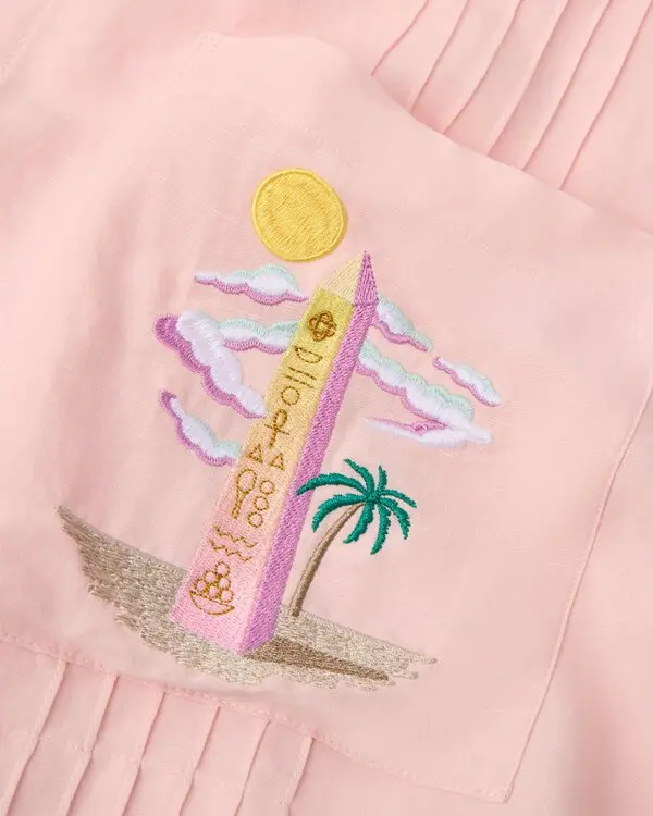 Casablanca Phantasmagoria Embroidered Short Sleeve Shirt - Pink