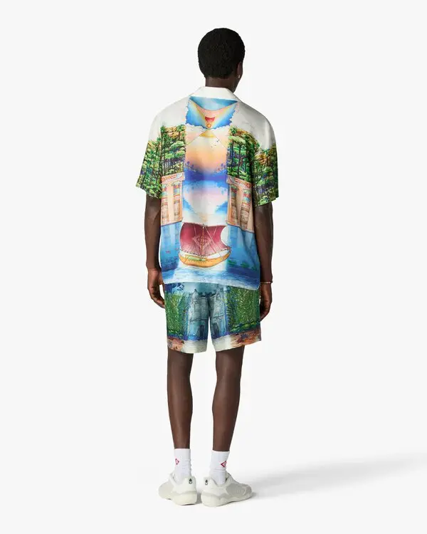 Casablanca Multicolour Trompe L'oeil Short Sleeve Silk Shirt
