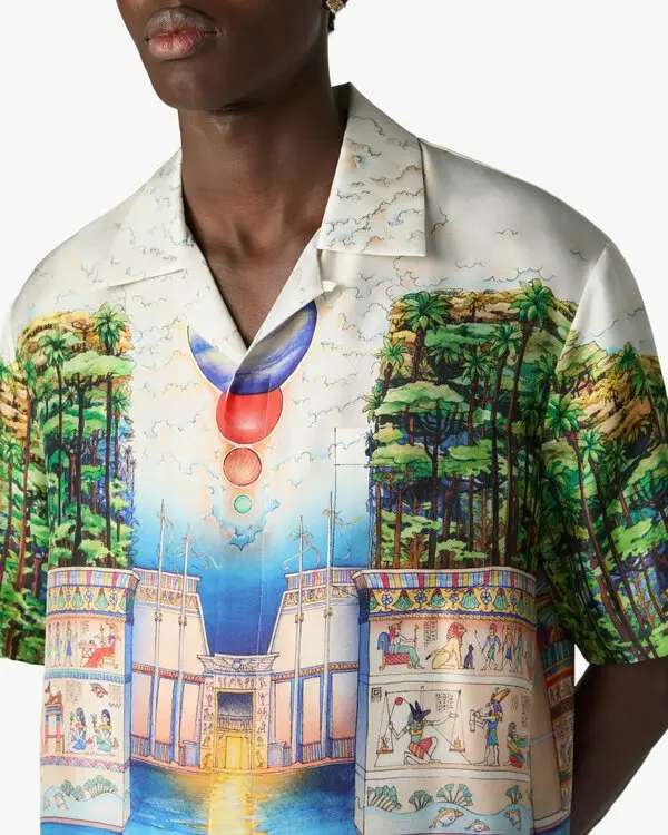 Casablanca Multicolour Trompe L'oeil Short Sleeve Silk Shirt