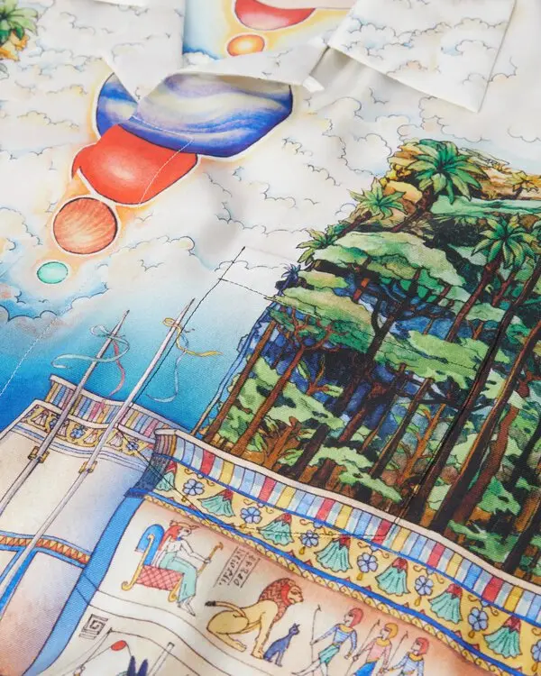 Casablanca Multicolour Trompe L'oeil Short Sleeve Silk Shirt