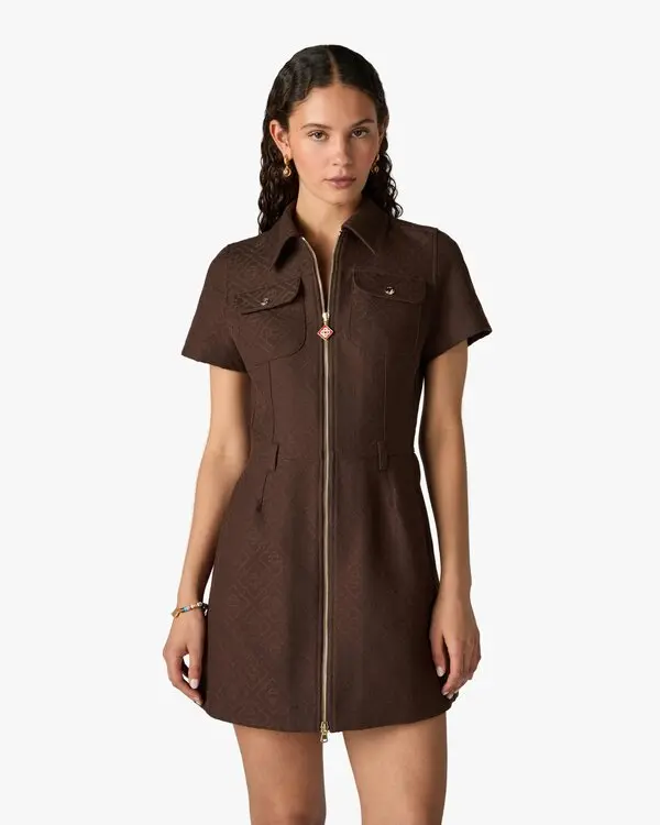 Casablanca Monogram Canvas Midi Dress - Dark Brown