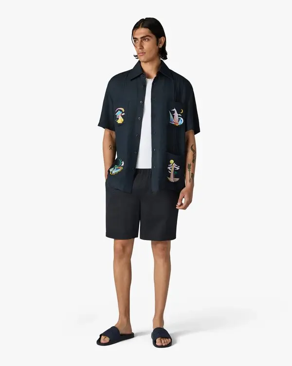Casablanca Dark Grey Phantasmagoria Embroidered Short Sleeve Shirt - Multicolor