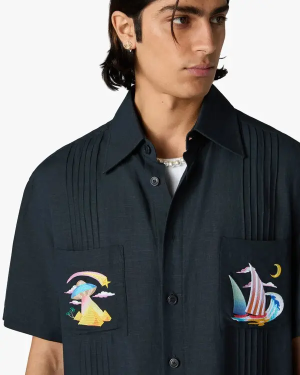 Casablanca Dark Grey Phantasmagoria Embroidered Short Sleeve Shirt - Multicolor