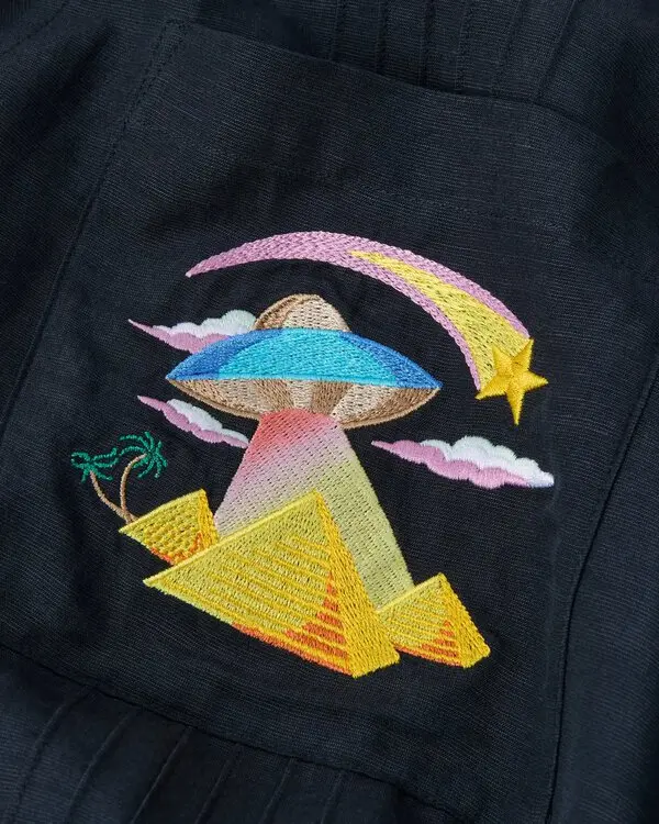 Casablanca Dark Grey Phantasmagoria Embroidered Short Sleeve Shirt - Multicolor