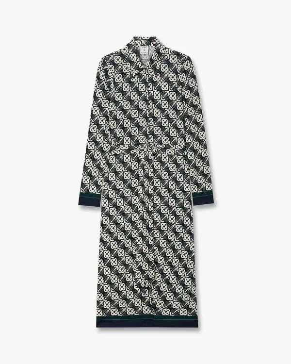 Casablanca Navy Check Jersey Monogram Midi Dress