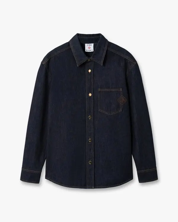 Casablanca Indigo Raw Denim Long Sleeve Shirt - Multicolor