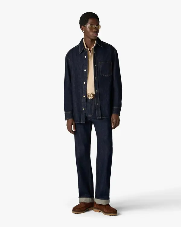 Casablanca Indigo Raw Denim Long Sleeve Shirt