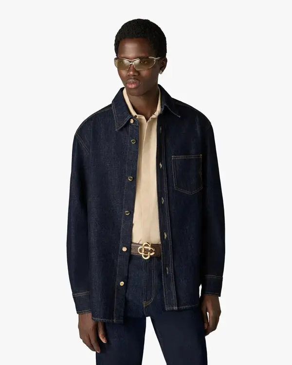 Casablanca Indigo Raw Denim Long Sleeve Shirt