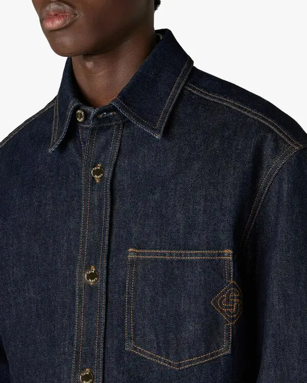 Casablanca Indigo Raw Denim Long Sleeve Shirt