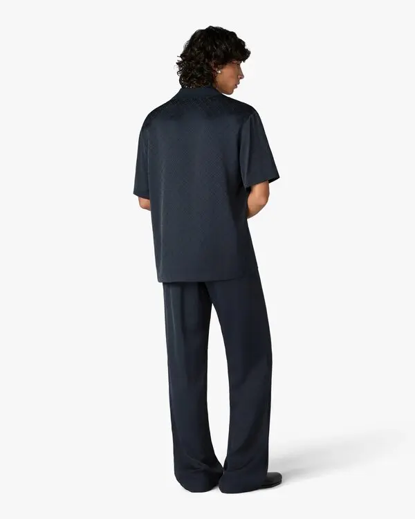 Casablanca Dark Navy Knit Collar Short Sleeve Polo Shirt
