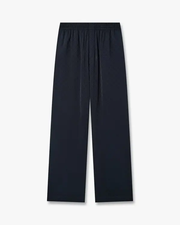 Casablanca Dark Navy Monogram Silk Trousers - Multicolor