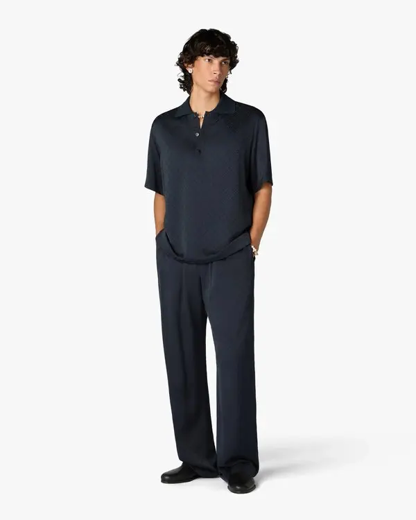 Casablanca Dark Navy Monogram Silk Trousers