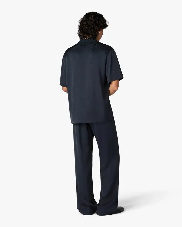 Casablanca Dark Navy Monogram Silk Trousers