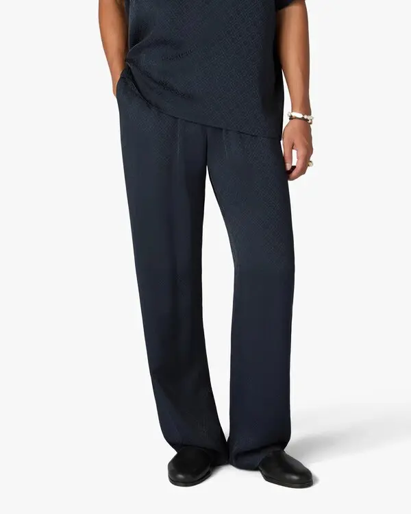 Casablanca Dark Navy Monogram Silk Trousers