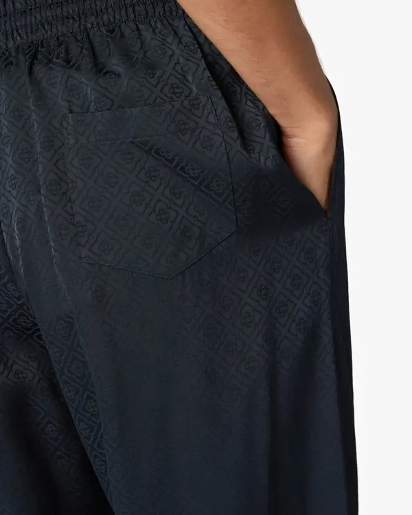 Casablanca Dark Navy Monogram Silk Trousers