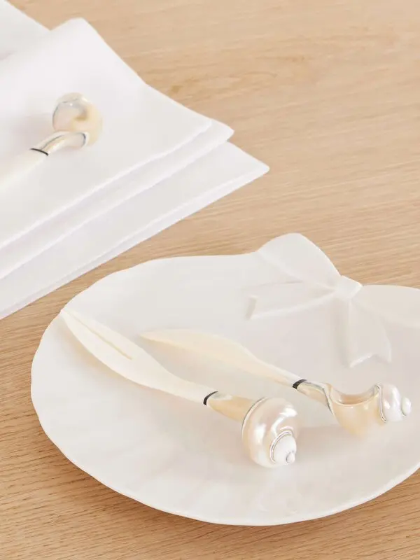 GOHAR WORLD Set Of Three Mother-of-pearl Serveware - Cream