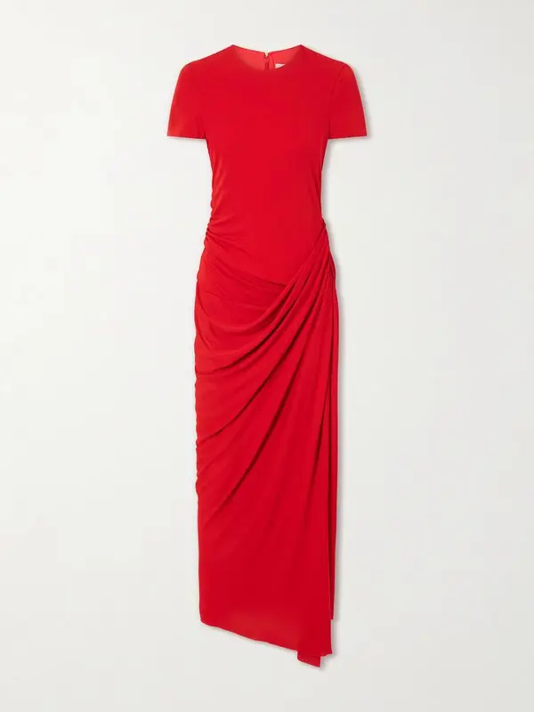 Erdem Draped Crepe Maxi Gown - Red