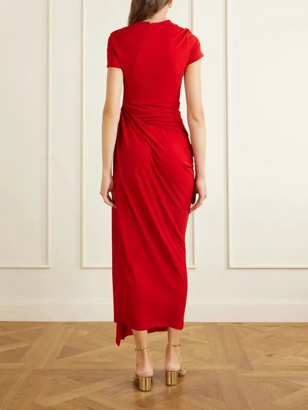 Erdem Draped Crepe Maxi Gown - Red