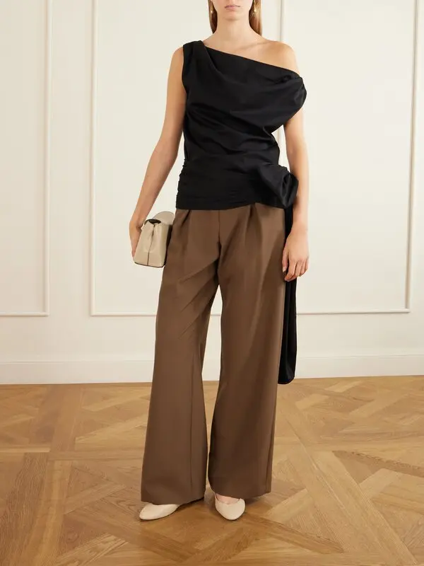 HERBERT LEVINE Textured Leather Ballet Flats With Mary Jane Strap