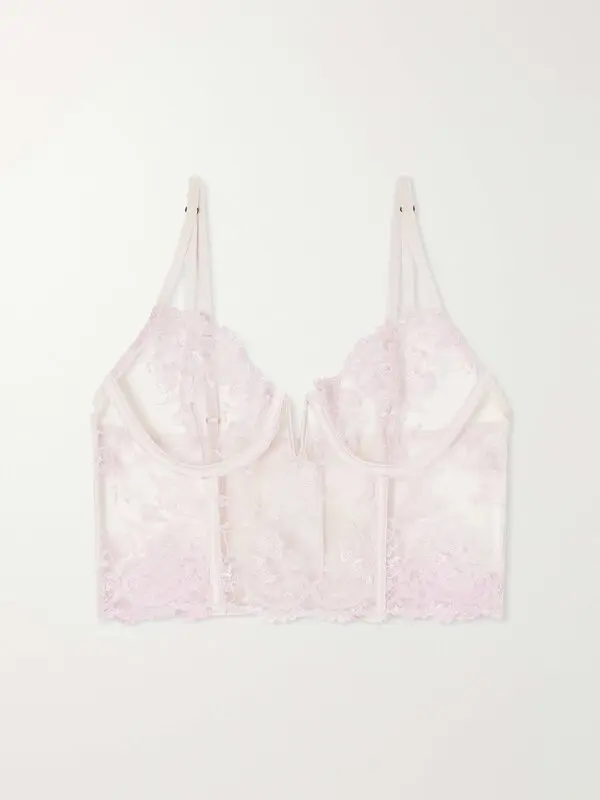 Kiki De Montparnasse Juliette Longline Lace-trimmed Mesh Underwired Bra