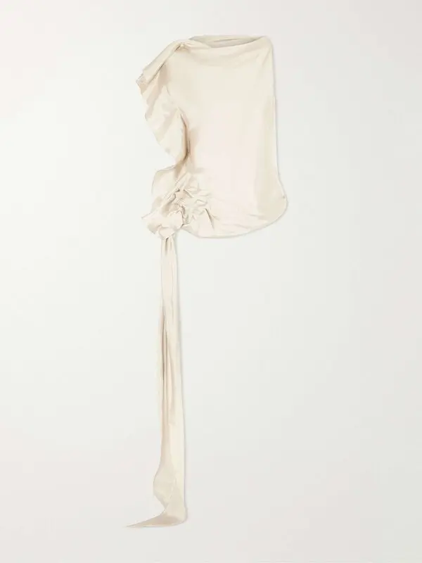 KALLMEYER Asymmetrical Ruched Woven Blouse - Ivory