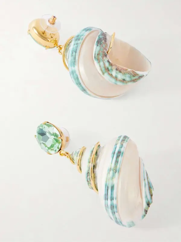 JENNIFER BEHR Wave Gold-tone Shell And Crystal Earrings