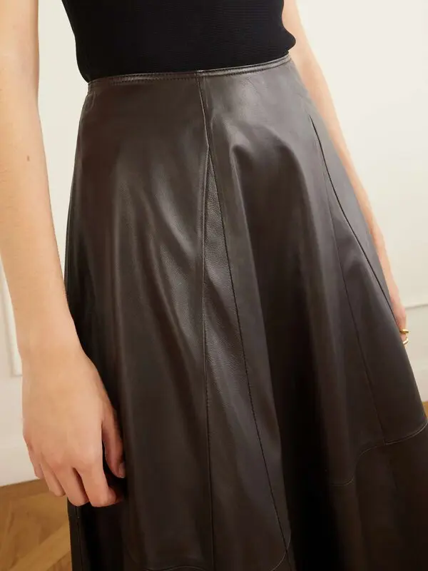 ARMA Eleni Paneled Leather Midi Skirt