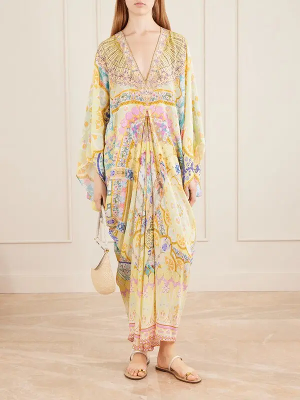 Camilla Embellished Printed Silk Cover-up