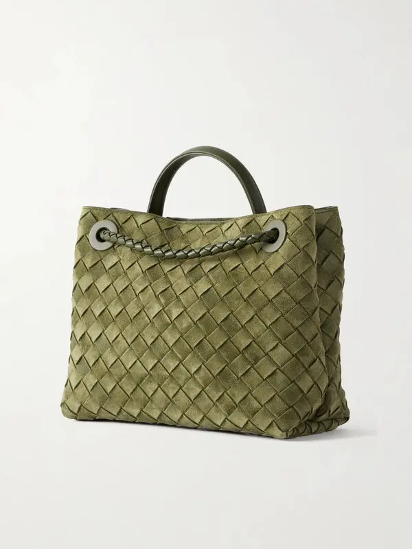 Bottega Veneta Andiamo Small Intrecciato Suede Shoulder Bag
