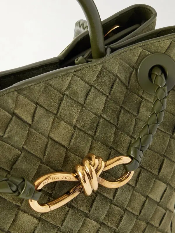 Bottega Veneta Andiamo Small Intrecciato Suede Shoulder Bag