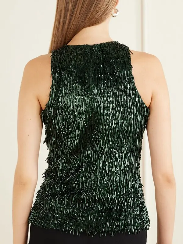 DIMA AYAD Embellished High Neck Sleeveless Blouse