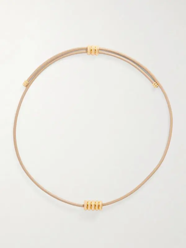 DEHANCHE Hollyhock Leather Necklace - Gold